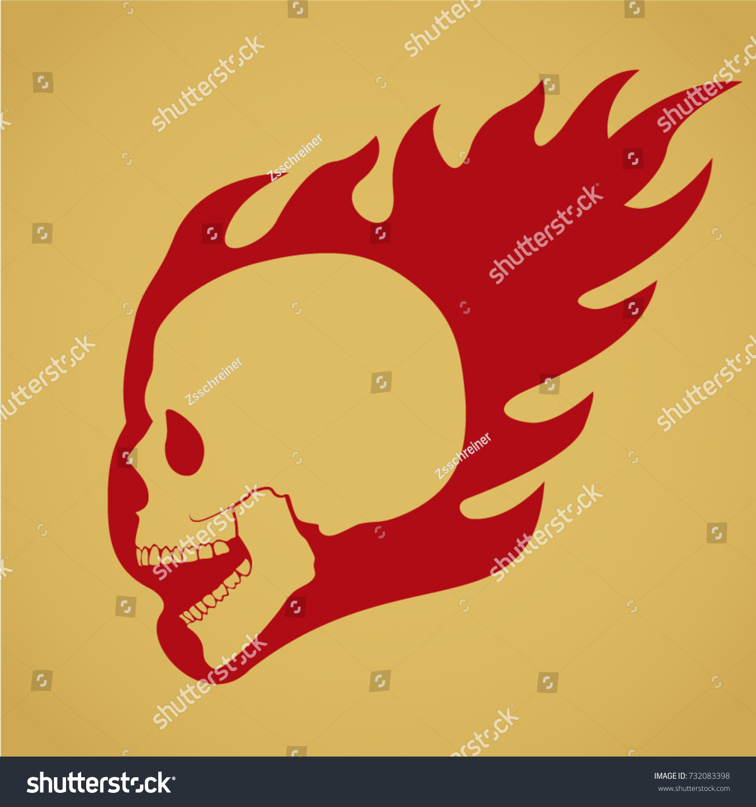 Red Shape Fire Skull Symbol Stock Vector (Royalty Free) 732083398 ...