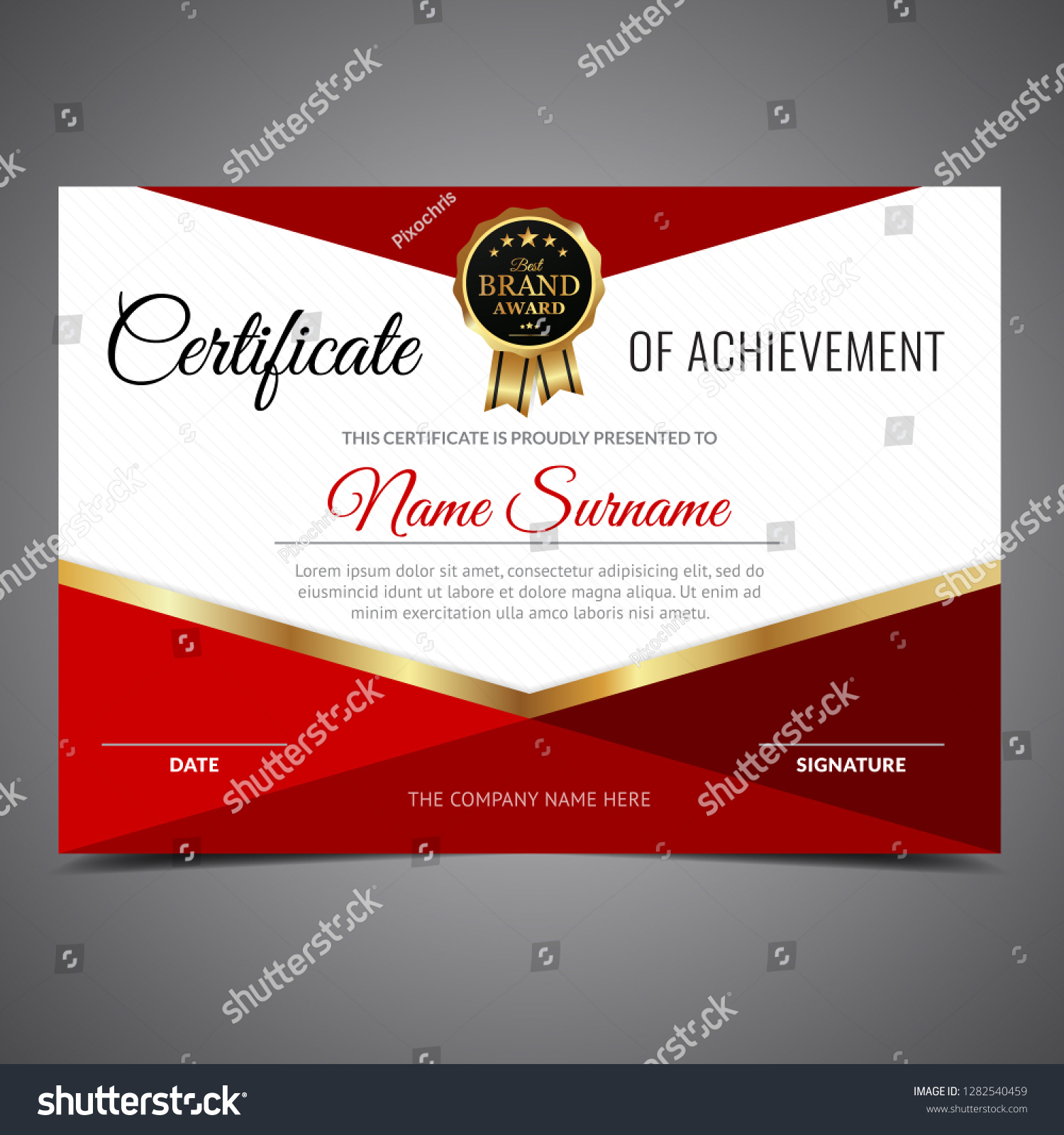 Red Shapes Diploma Stock Vector (Royalty Free) 1282540459 | Shutterstock