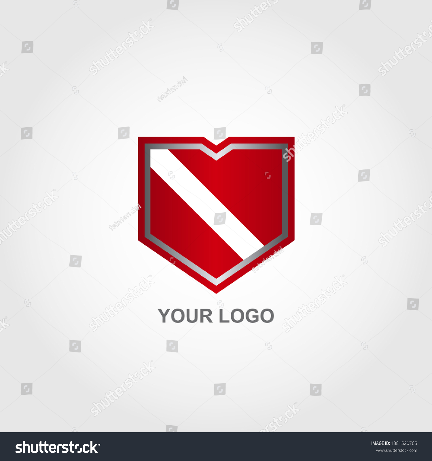 Red Shield Logo Gradation Color Template Stock Vector (Royalty Free ...