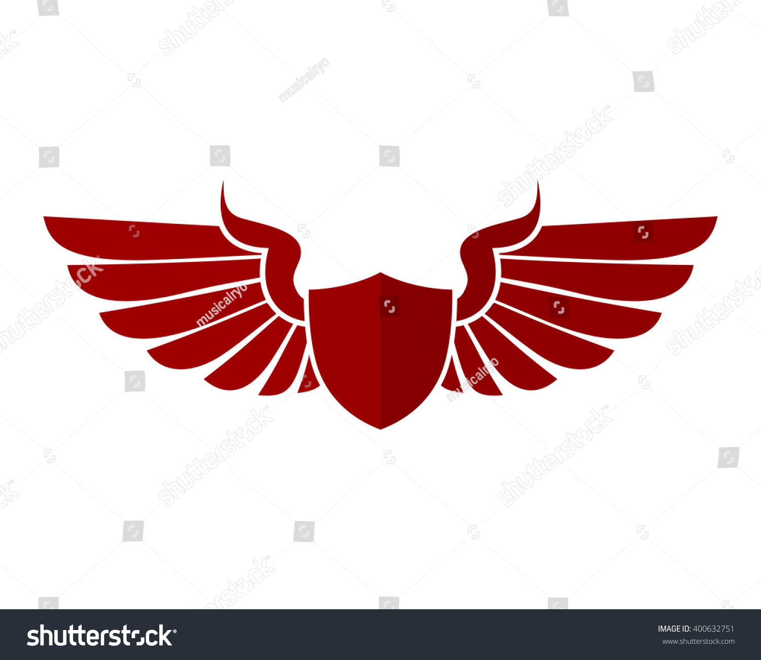 Red Shield Wing Flying Emblem Image Stock Vector (Royalty Free) 400632751