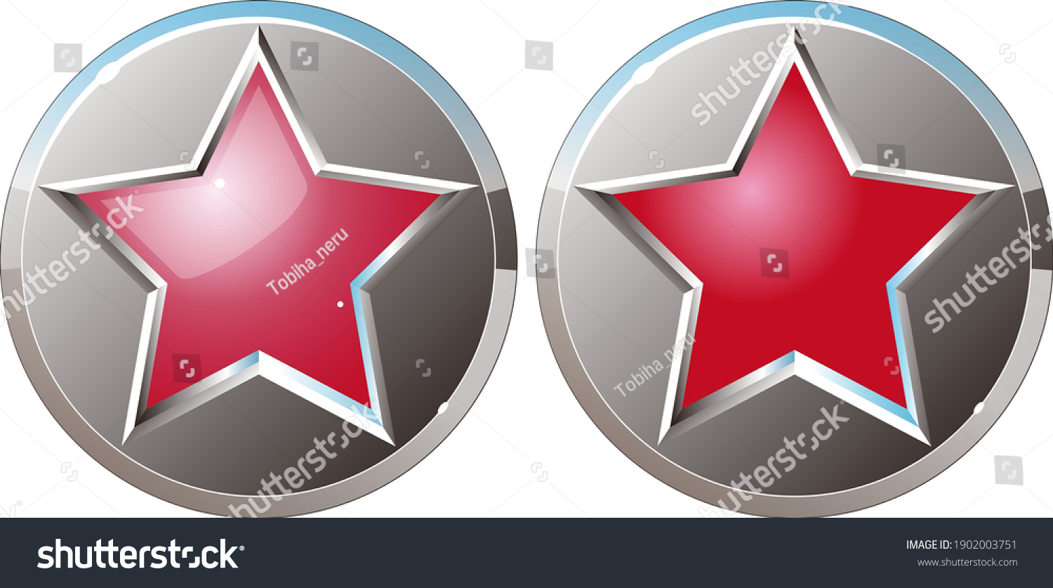 Red Shining Star Button On Off Stock Vector (Royalty Free) 1902003751 ...