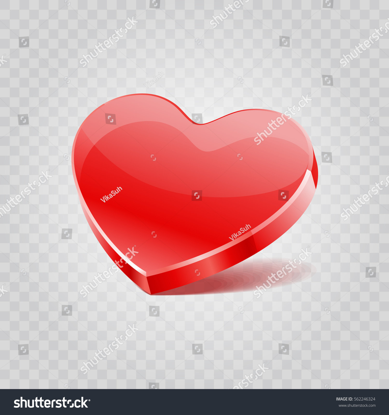Red Shiny Heart Shape Isolated On Stock Vector (Royalty Free) 562246324 ...