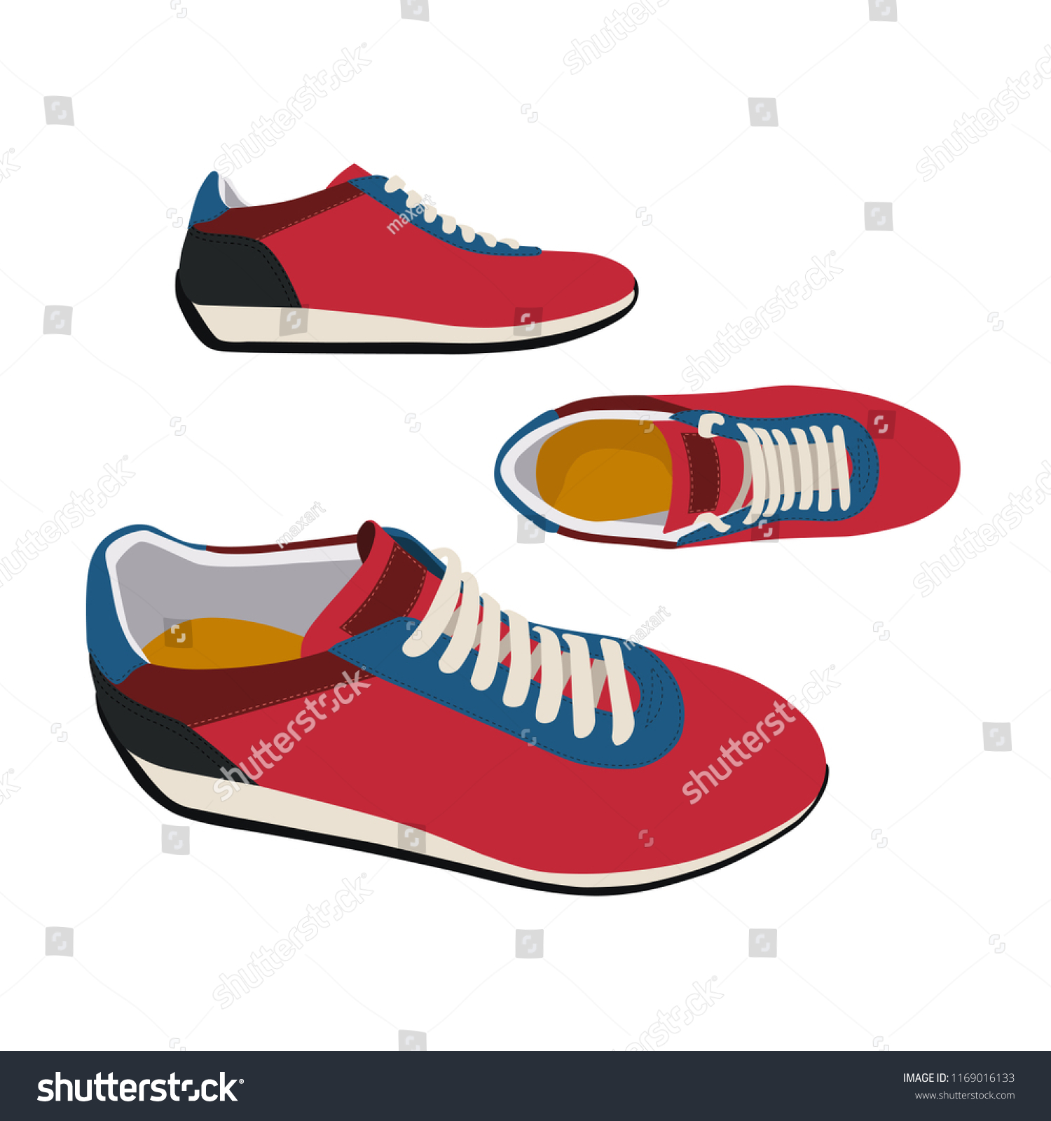 Red Shoes Different Angles Stock Vector (Royalty Free) 1169016133