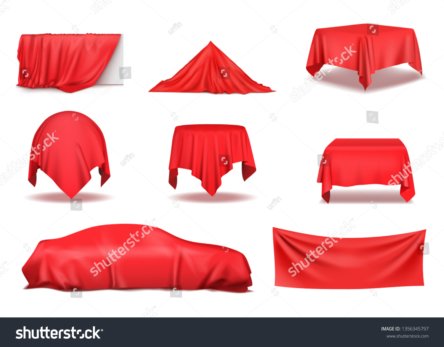 Red Silk Cloth Covered Objects Realistic Stock Vector (Royalty Free ...