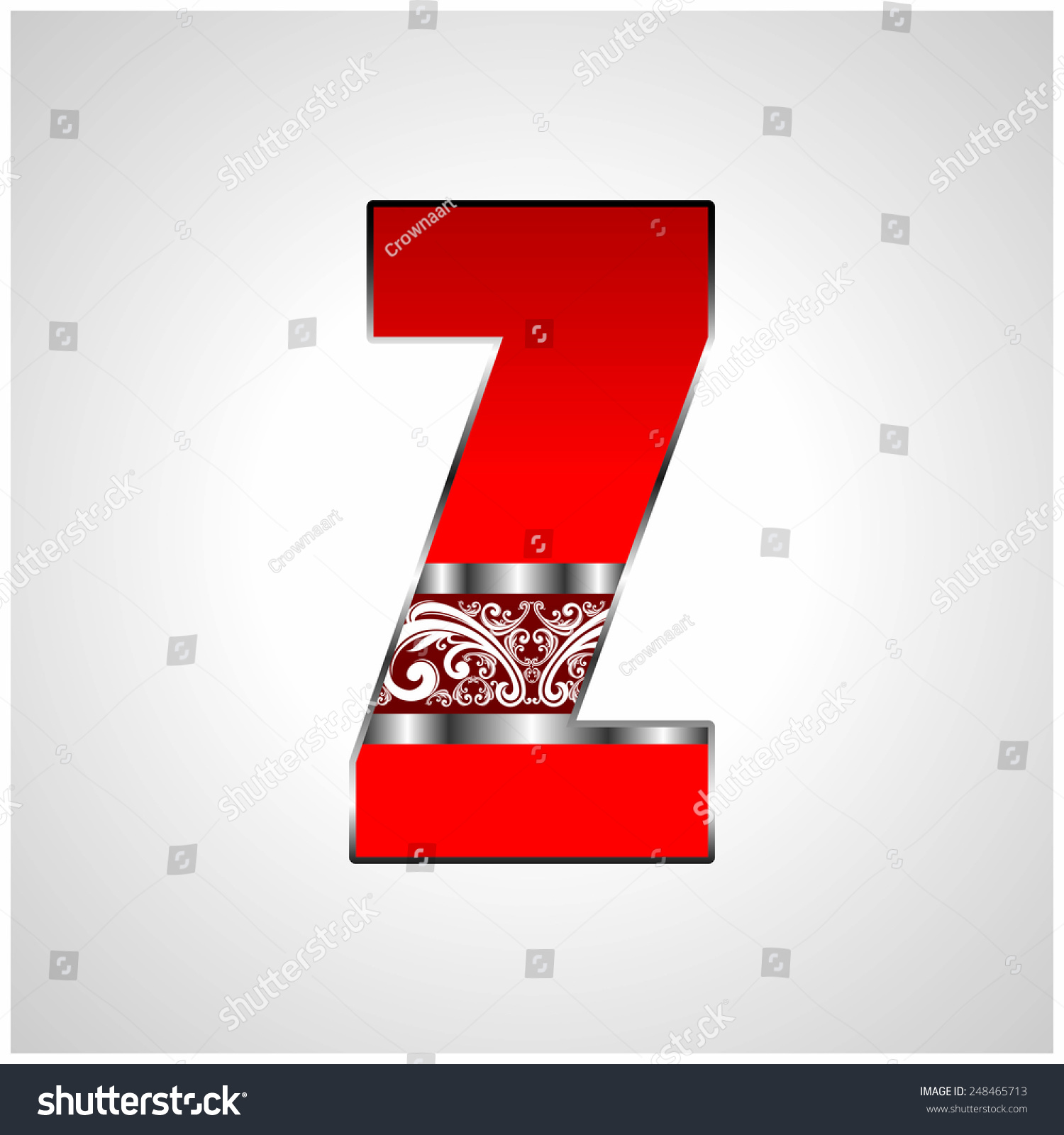 Red Silver Decorative Alphabet Stock Vector (Royalty Free) 248465713