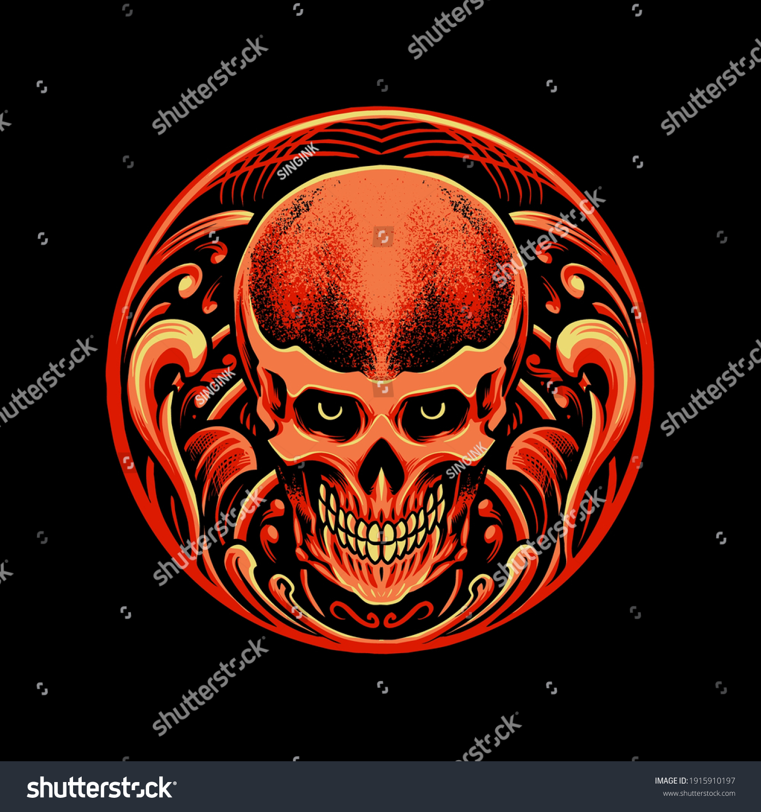 Red Skull Head Vector Illustration Stock Vector (Royalty Free ...