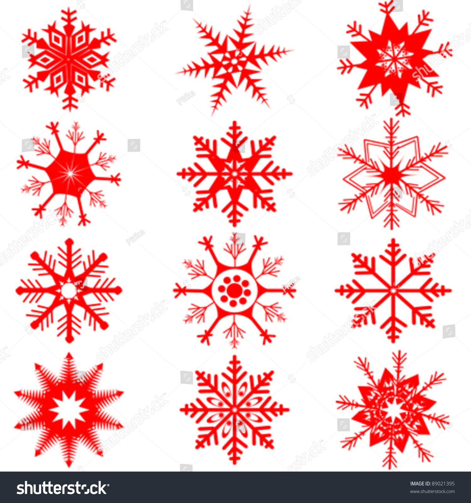 Red Snowflakes On White Background Stock Vector (Royalty Free) 89021395