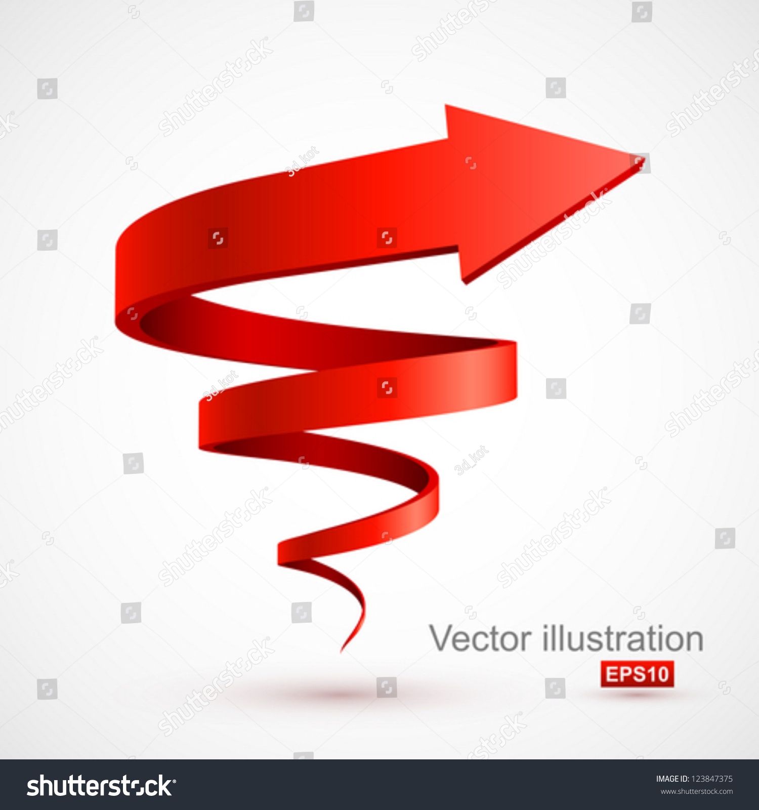 Red Spiral Arrow 3d. Stock Vector Illustration 123847375 : Shutterstock