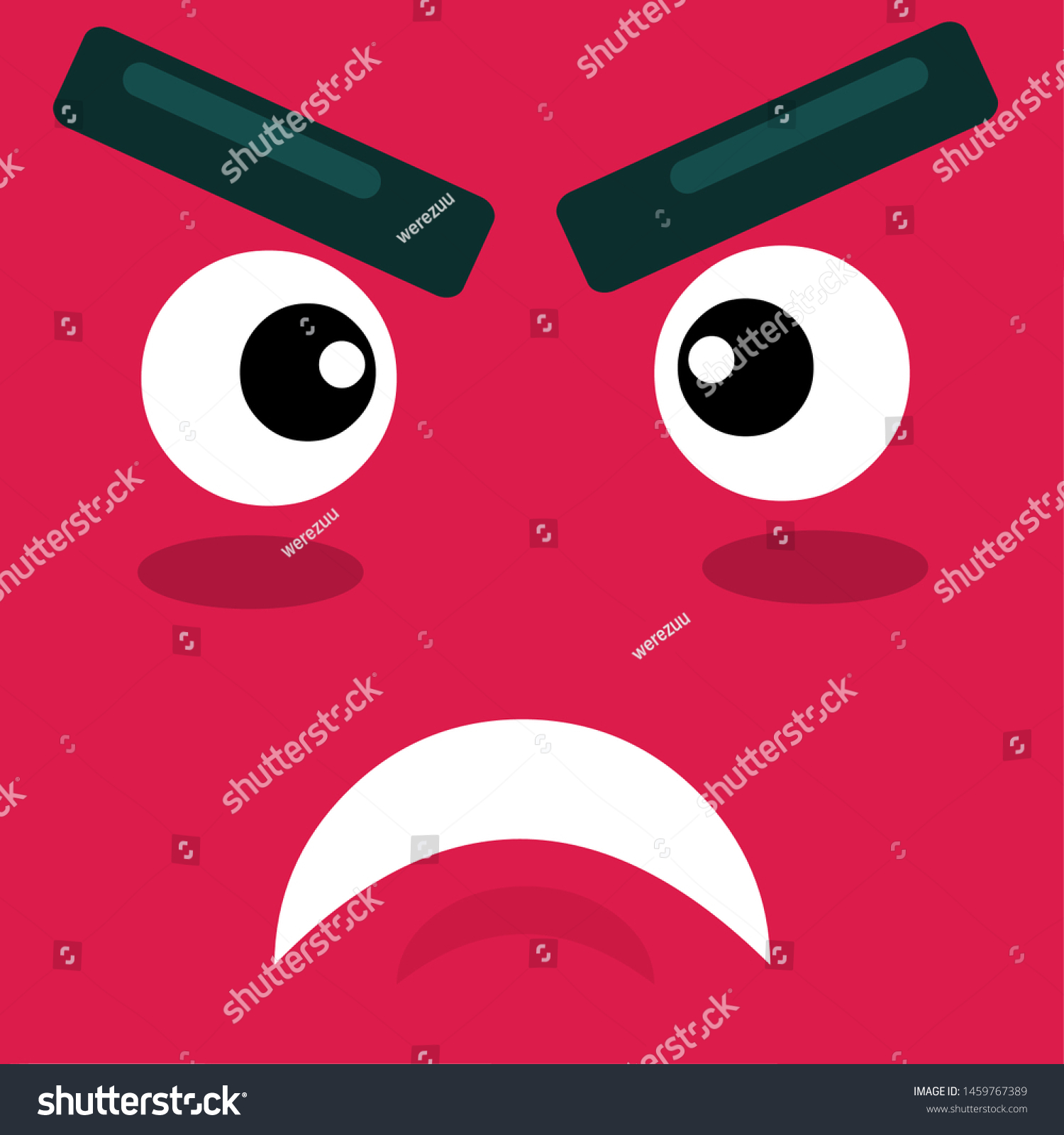 Red Square Cartoon Angry Expression Vector Stock Vector (Royalty Free ...