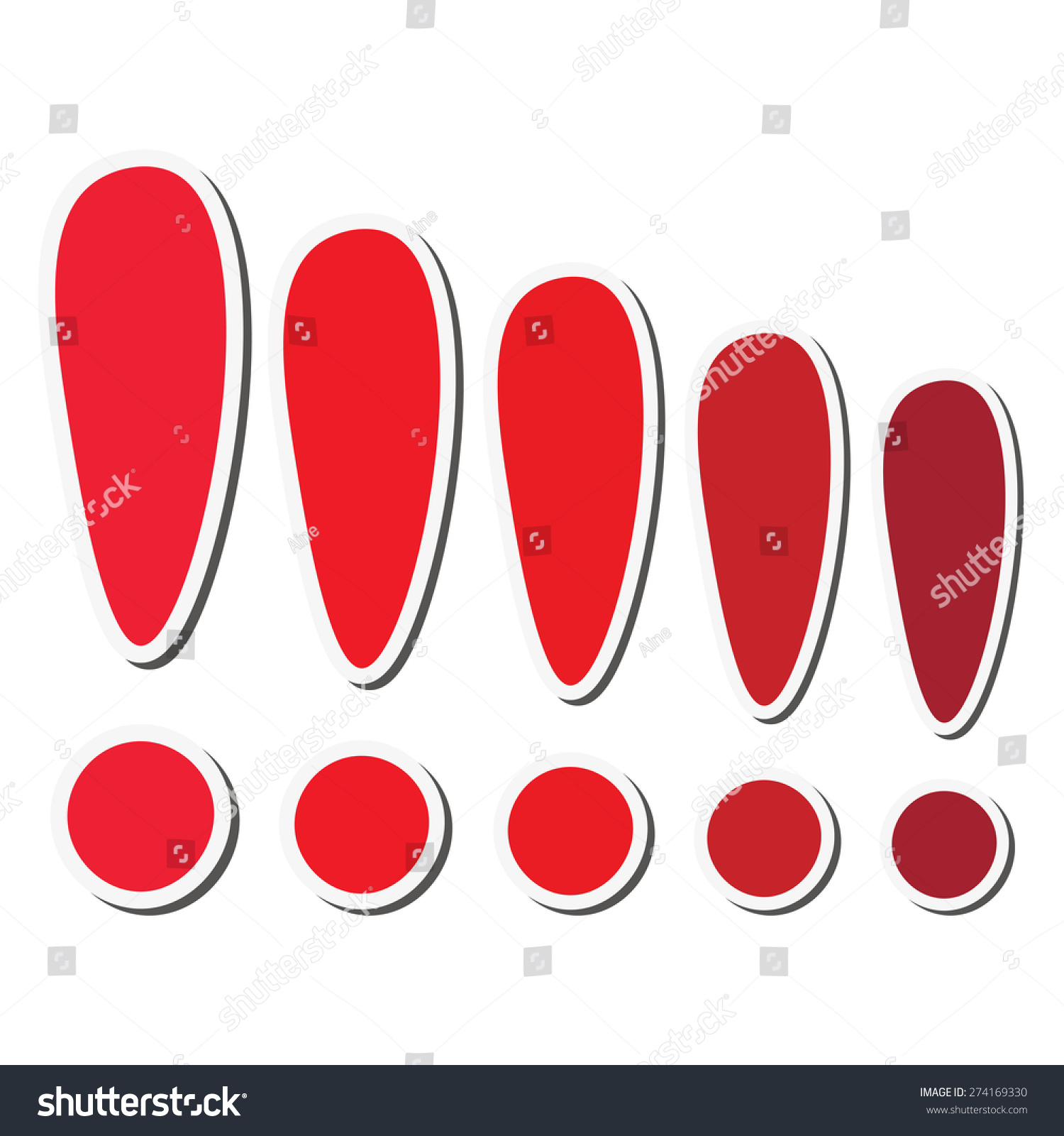 Red Sticker Exclamation Marks Set Stock Vector (Royalty Free) 274169330