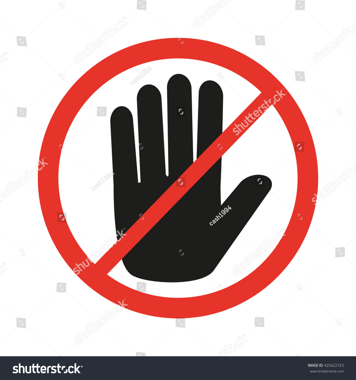 Red Stop Hand Sign Stock Vector Illustration 425422723 : Shutterstock