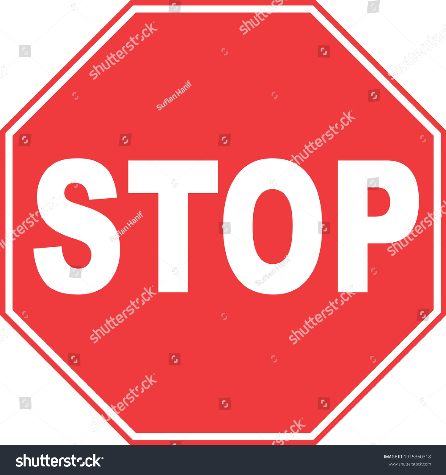 Red Stop Road Sign Vector Eps Stock Vector (Royalty Free) 1915360318
