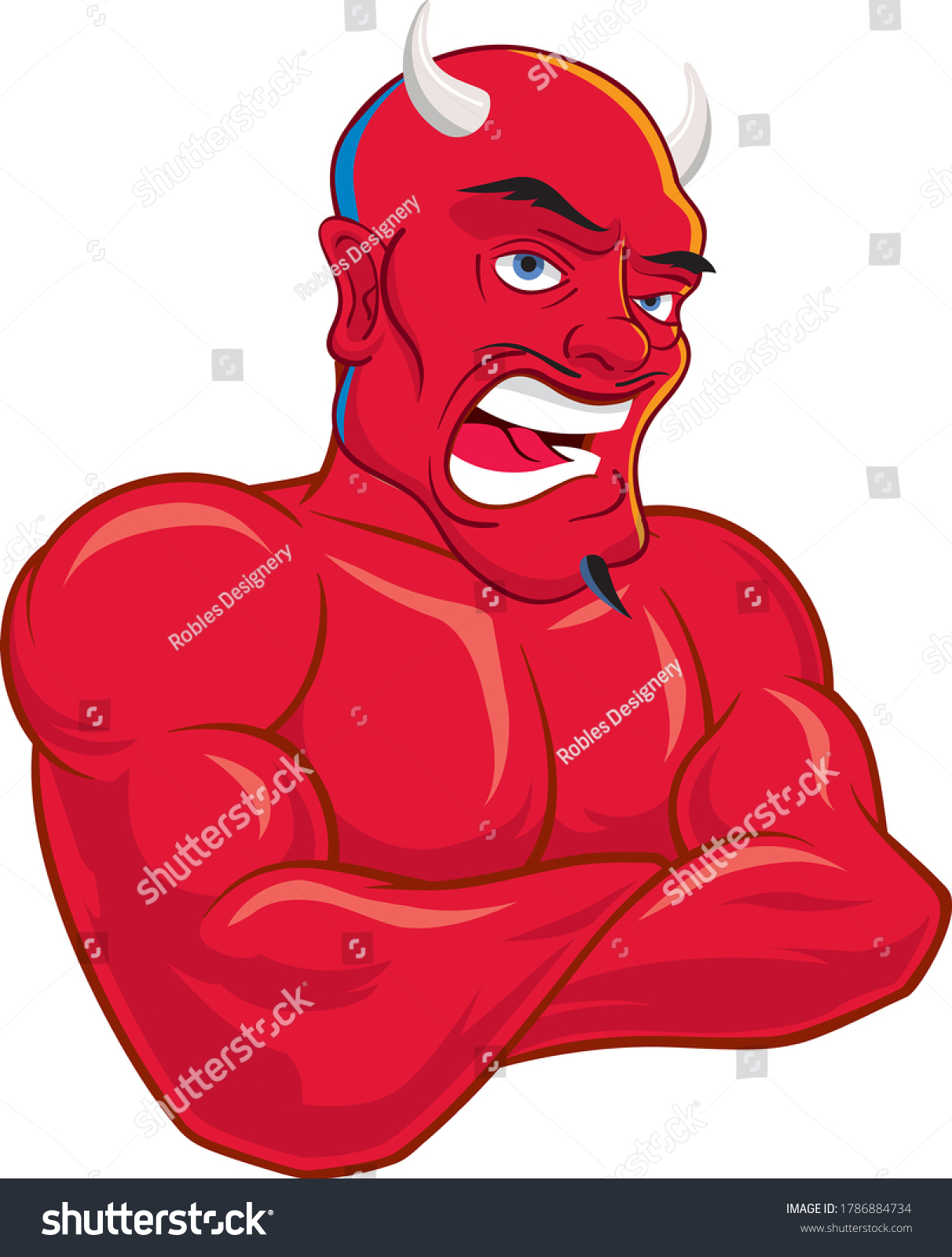 Red Strong Angry Menacing Devil Stock Vector (Royalty Free) 1786884734
