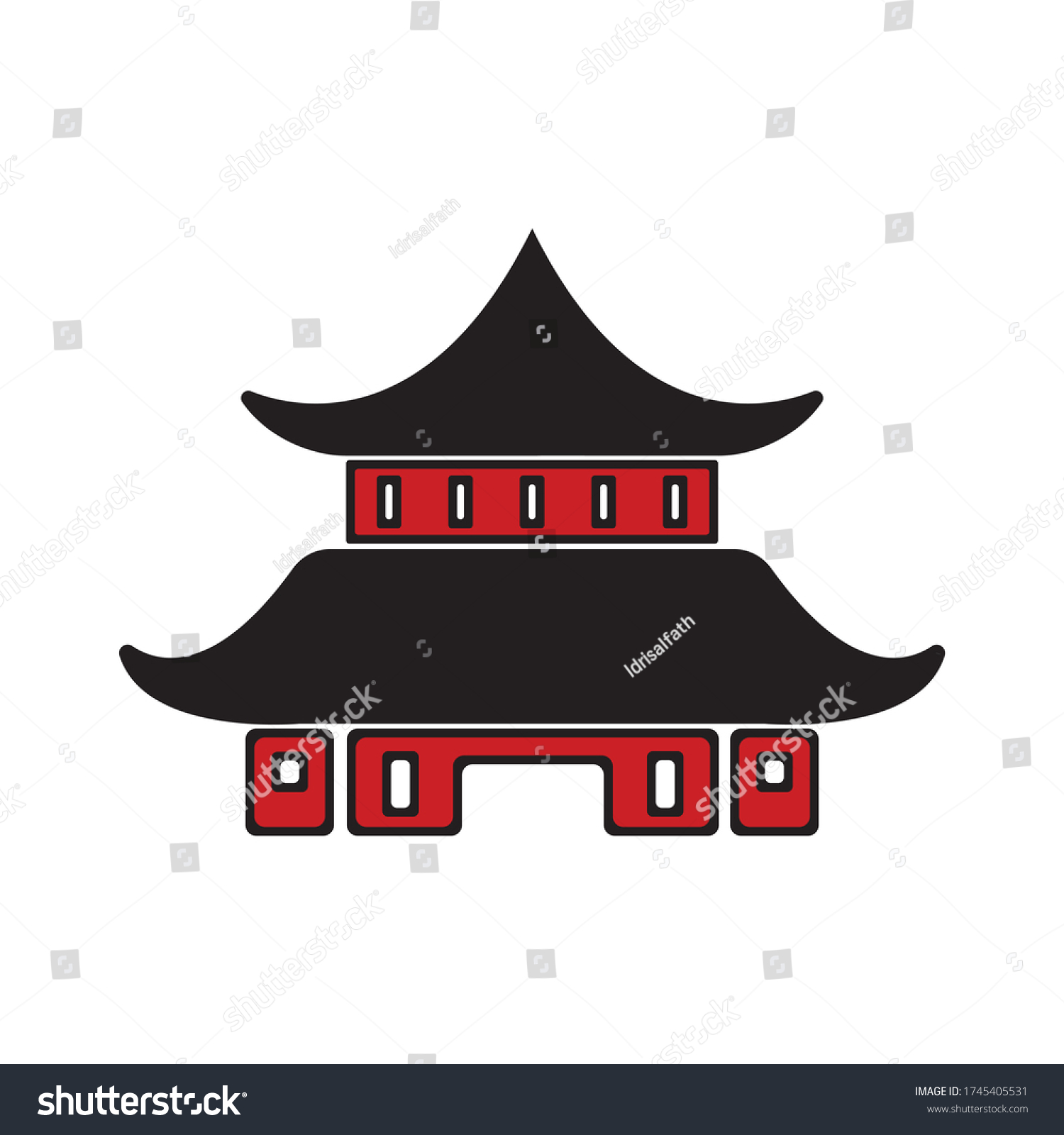 Red Temple Illustration Vector Simple Design Stock Vector (Royalty Free ...