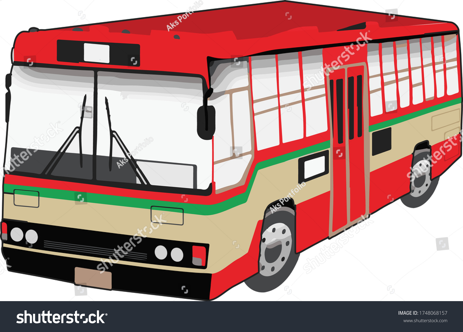 Red Thai Bus Vector Stock Vector (Royalty Free) 1748068157