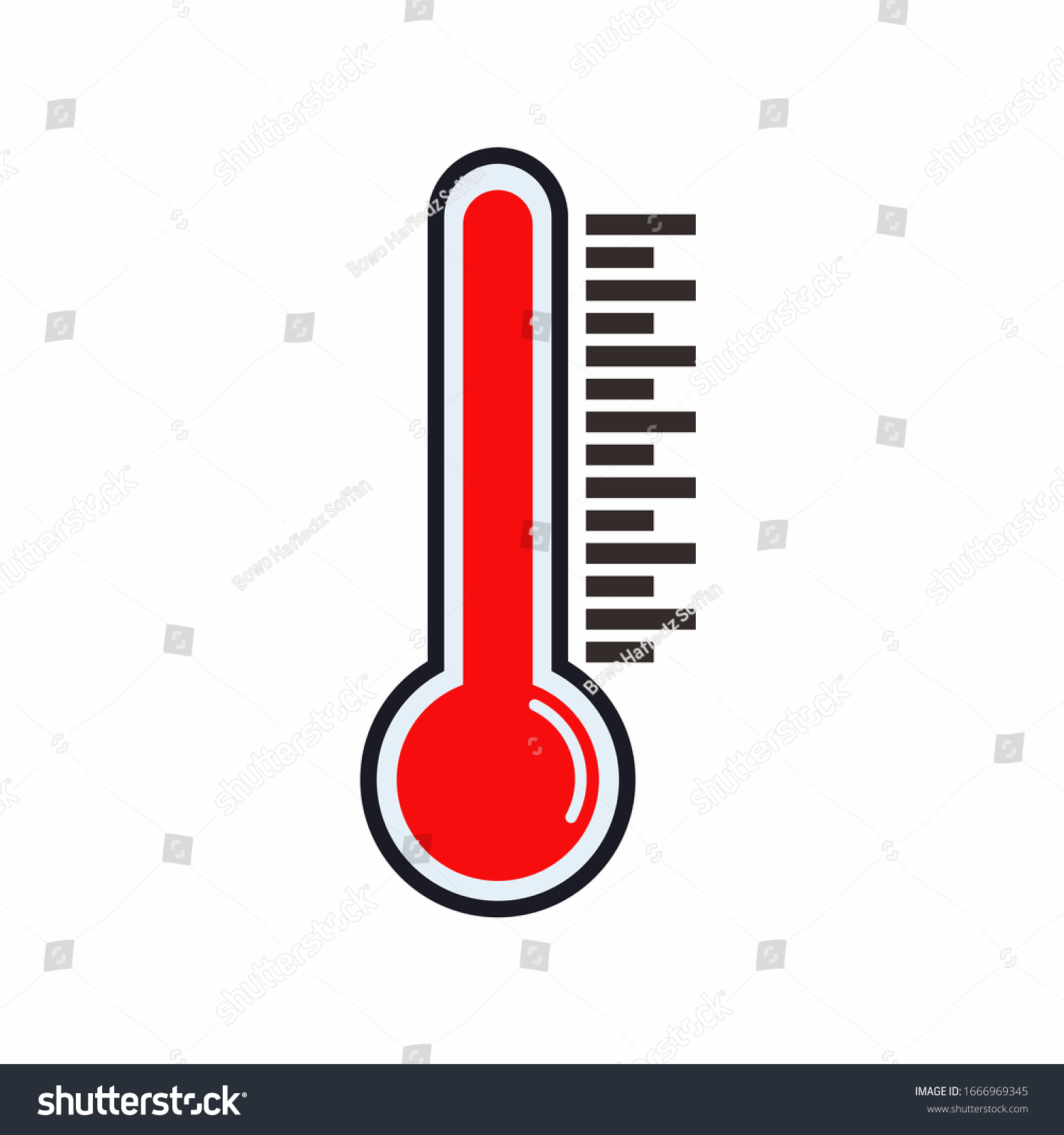 Icono del termómetro rojo. Termómetro alto.: vector de stock (libre de ...