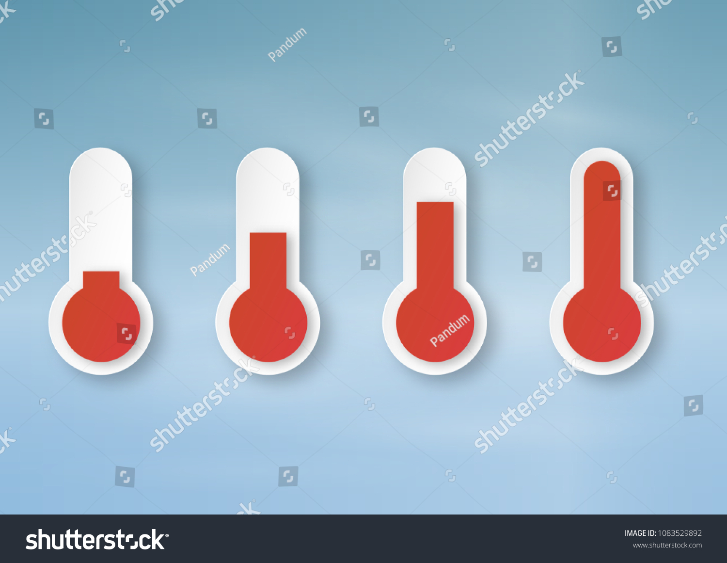 Red Thermometers Different Levels Vector Illustration Stock Vector ...