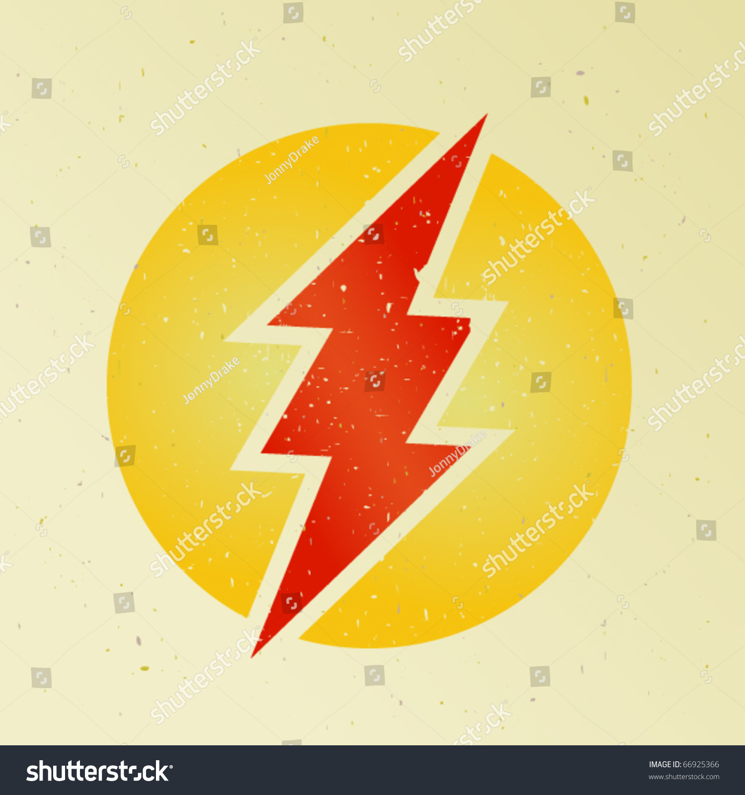 Trueno rojo impreso en papel viejo: vector de stock (libre de regalías ...