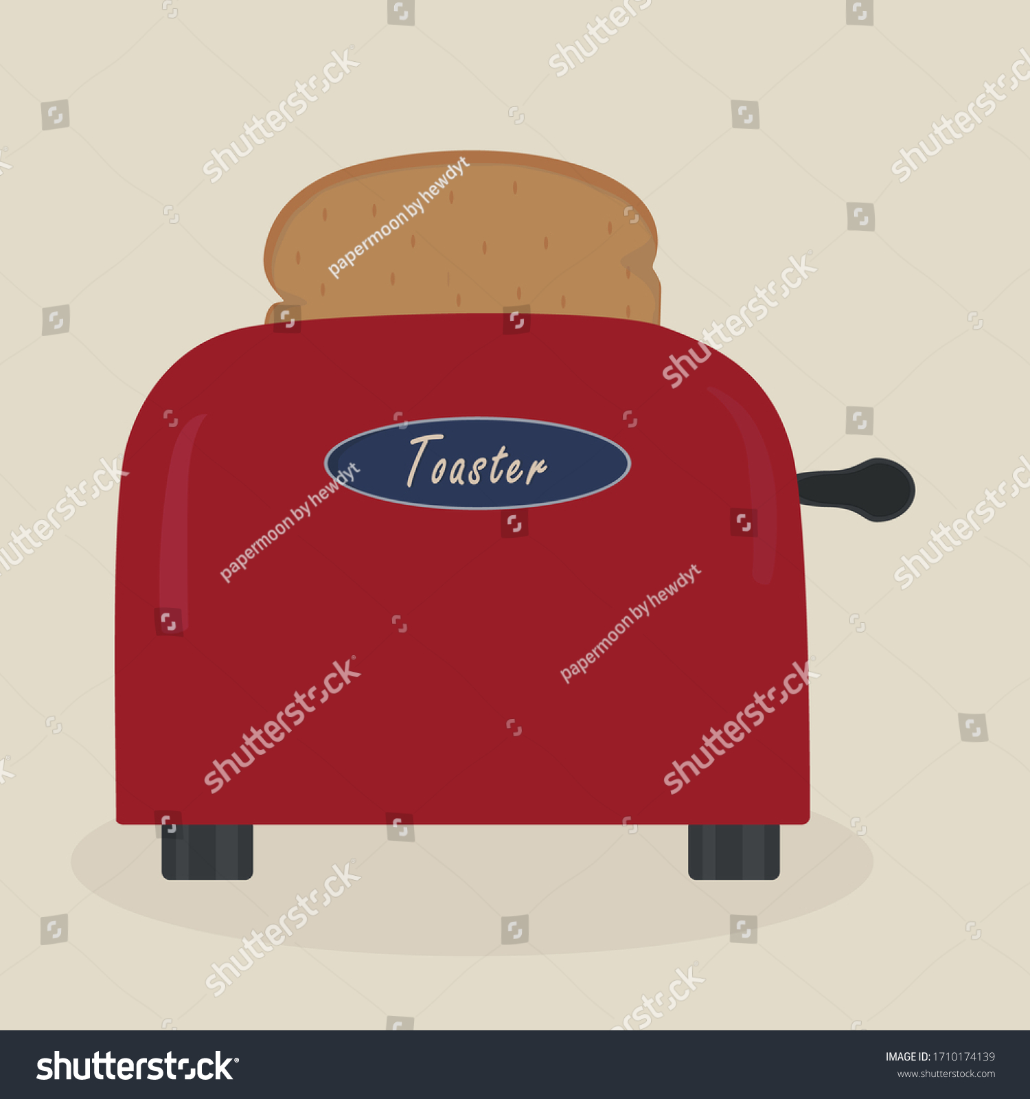 Red Toaster Bread Vector Illustration Stock Vector (Royalty Free ...