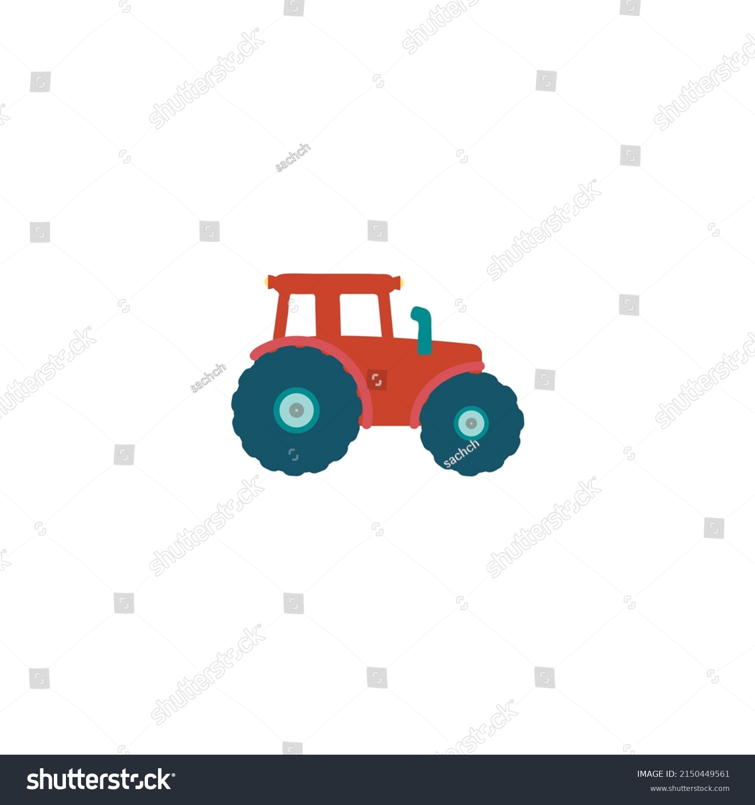 Red Tractor Flat Vector Illustration Stock Vector (Royalty Free ...