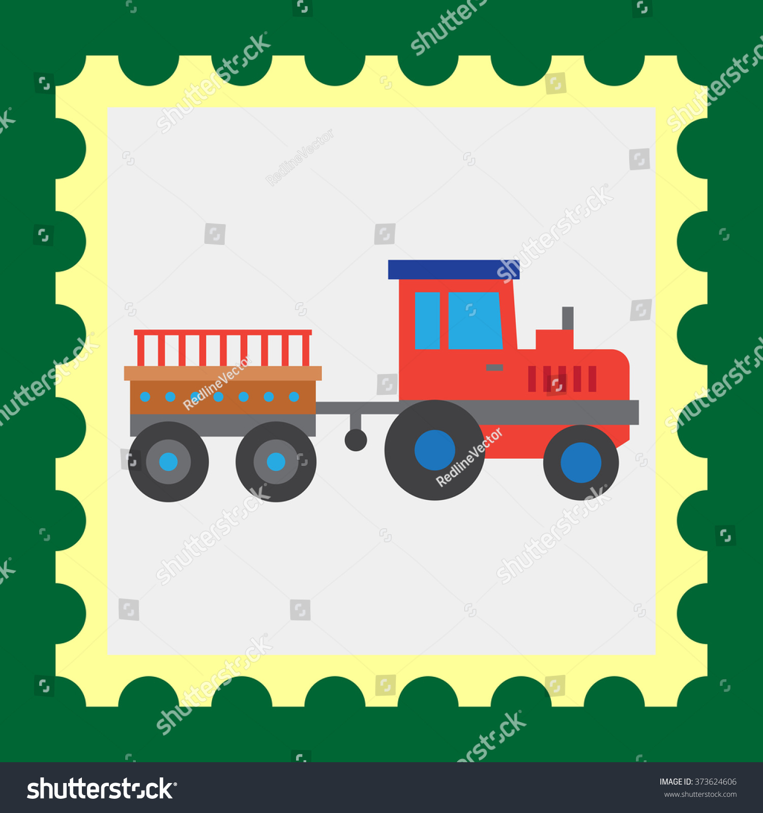 Red Tractor Trailer Stock Vector (Royalty Free) 373624606