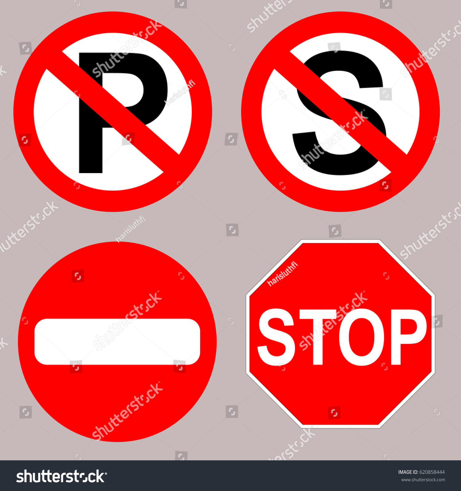 Red Traffic Signs Stock Vector (Royalty Free) 620858444