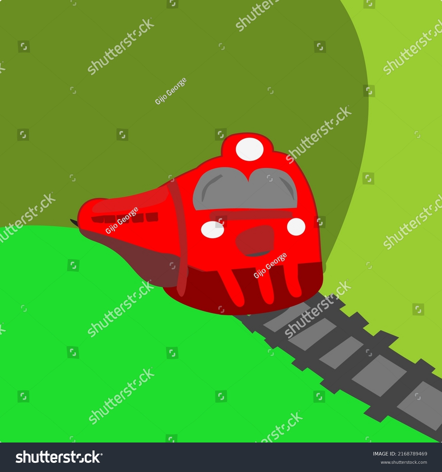 Red Train On Green Background Vector Stock Vector (Royalty Free ...
