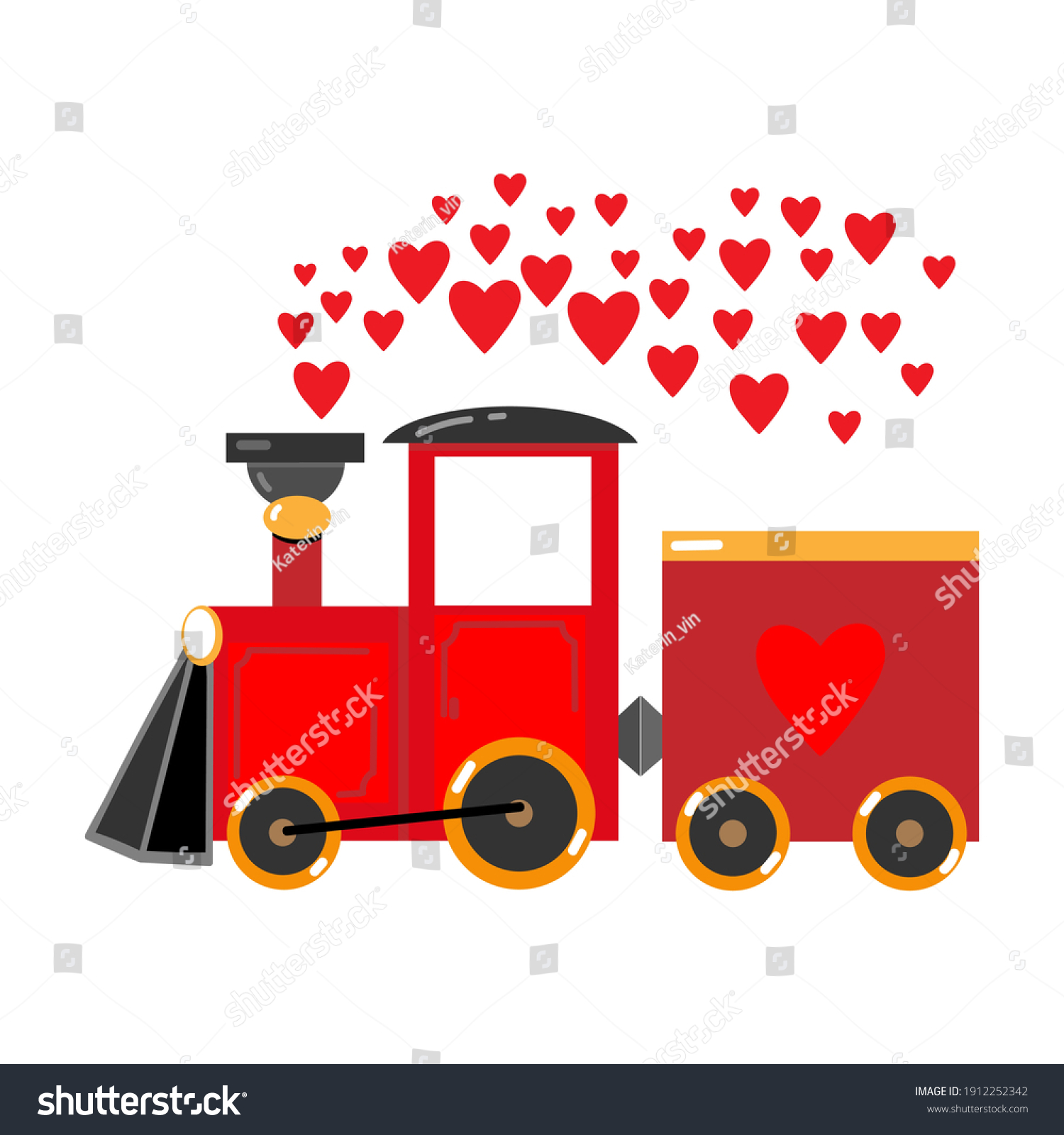 Red Train On White Background Stock Vector (Royalty Free) 1912252342