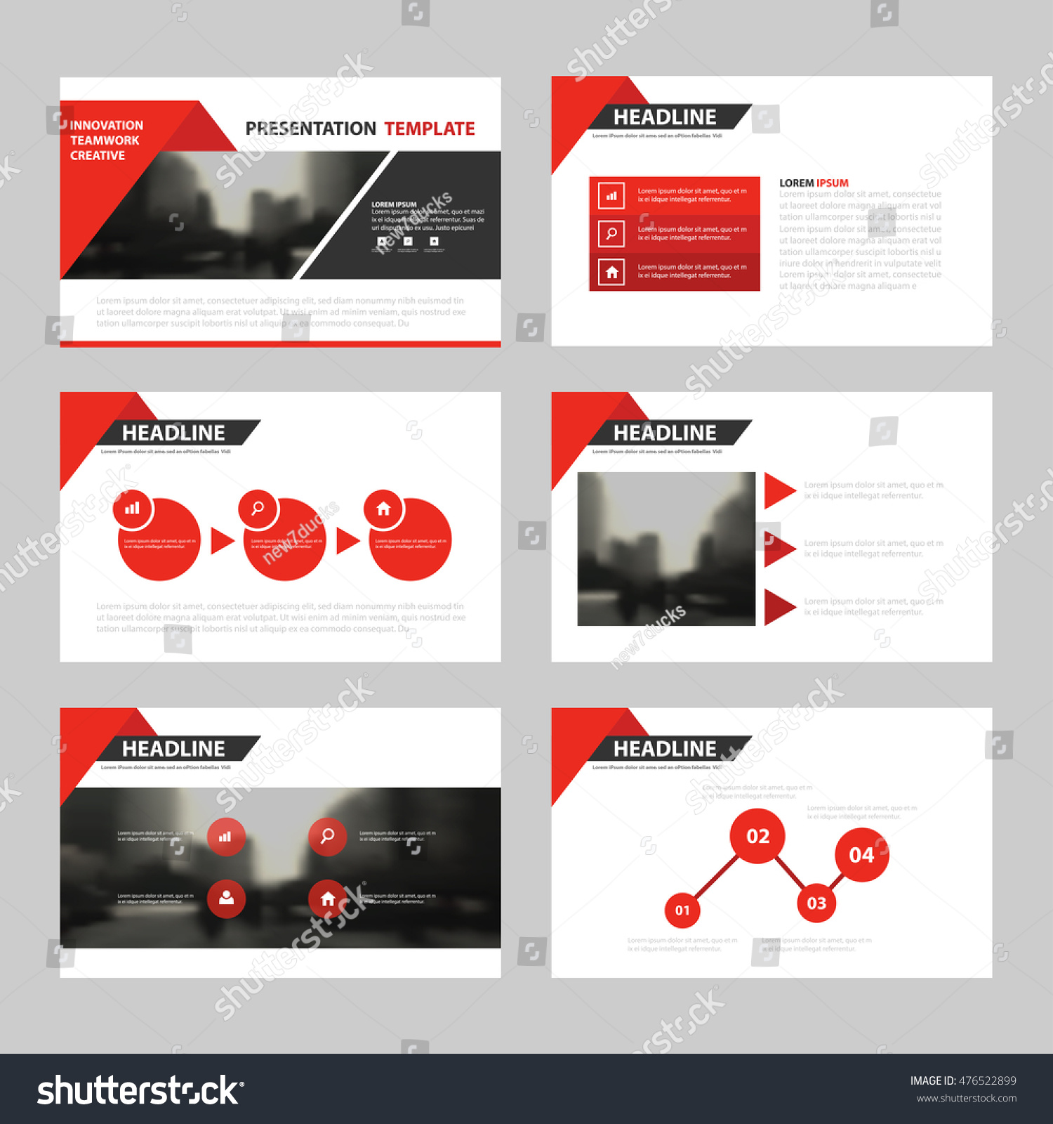 Red Triangle Presentation Templates Infographic Elements Stock Vector ...