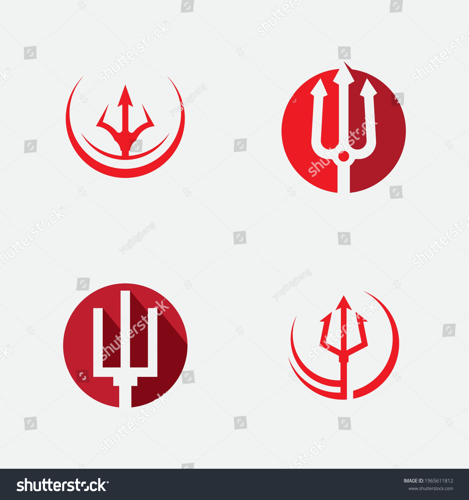 Red Trident Logo Icon Design Template Stock Vector (Royalty Free ...
