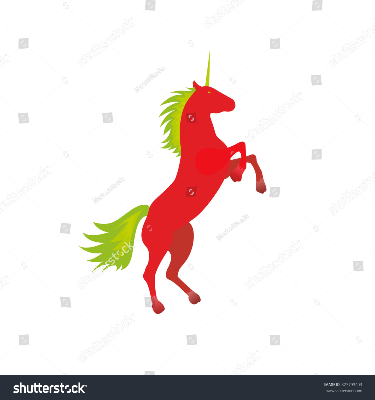 Red Unicorn Vector Icon On White Stock Vector (Royalty Free) 327793403 ...