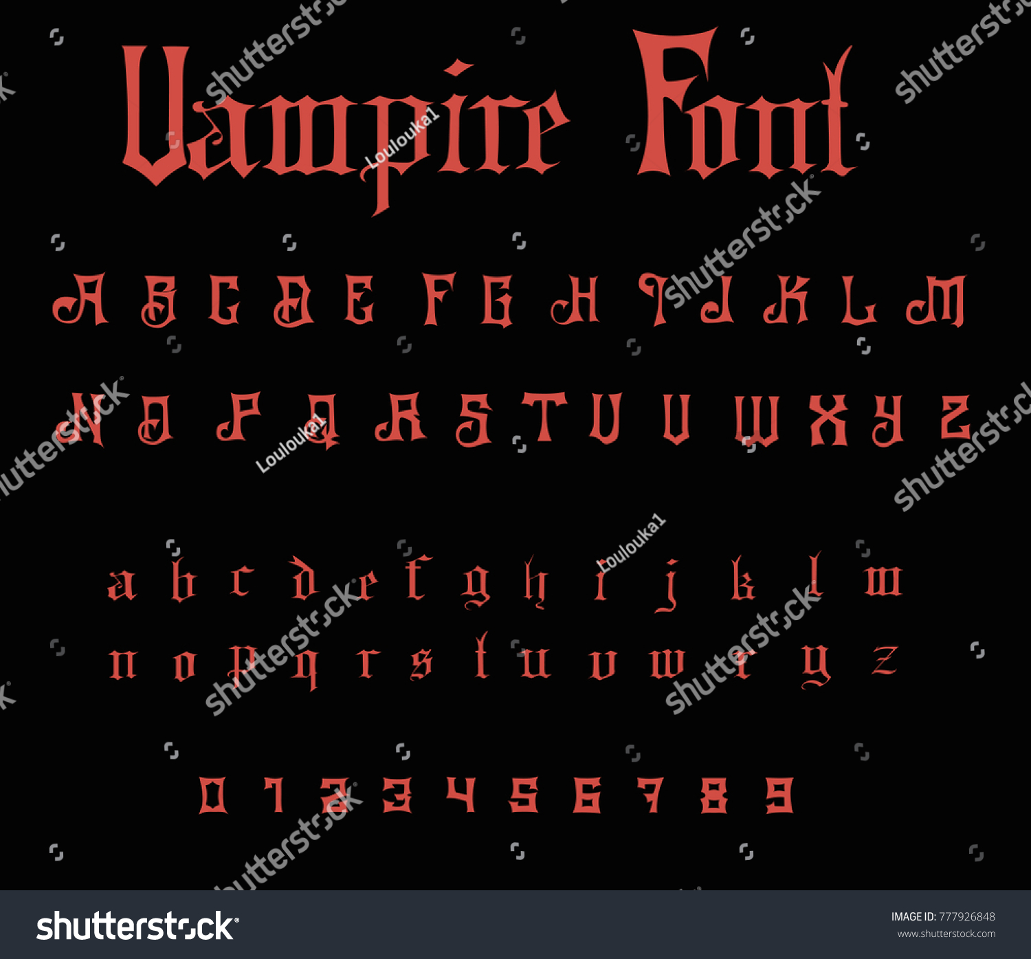 Red Vampire Font Gothic Horror Font: เวกเตอร์สต็อก (ปลอดค่าลิขสิทธิ์ ...