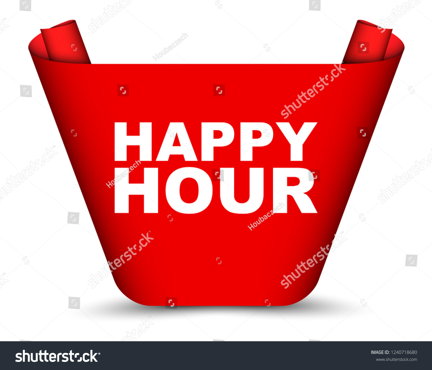 Red Vector Banner Happy Hour Stock Vector (Royalty Free) 1240718680