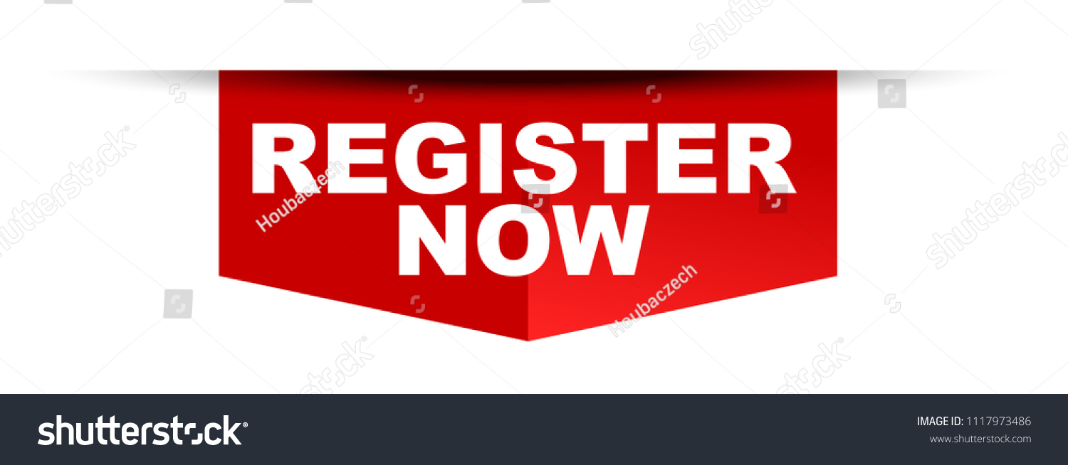 Red Vector Banner Register Now Stock Vector (Royalty Free) 1117973486 ...