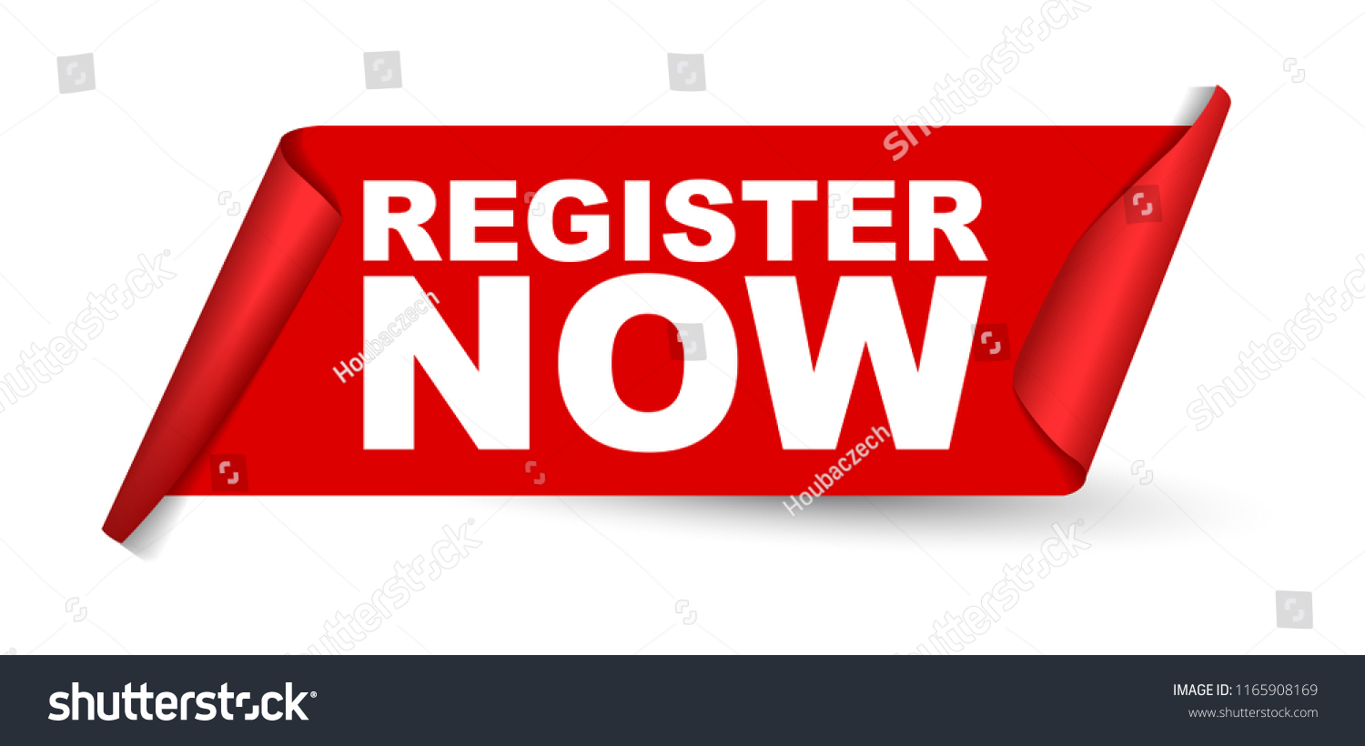 Red Vector Banner Register Now Stock Vector (Royalty Free) 1165908169 ...