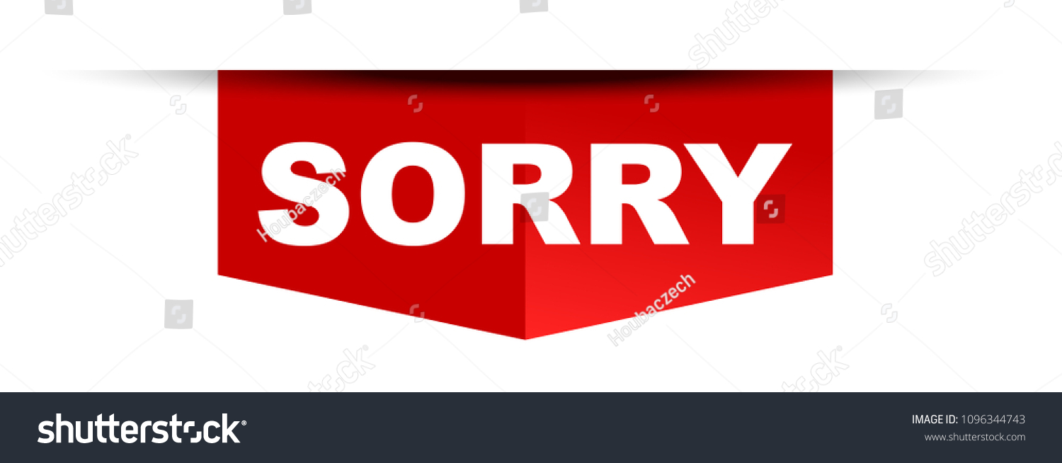 Red Vector Banner Sorry Stock Vector (Royalty Free) 1096344743