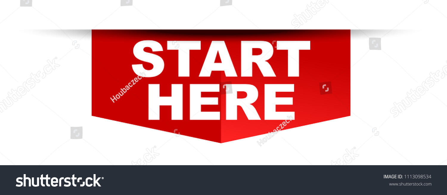 Red Vector Banner Start Here Stock Vector (Royalty Free) 1113098534 ...