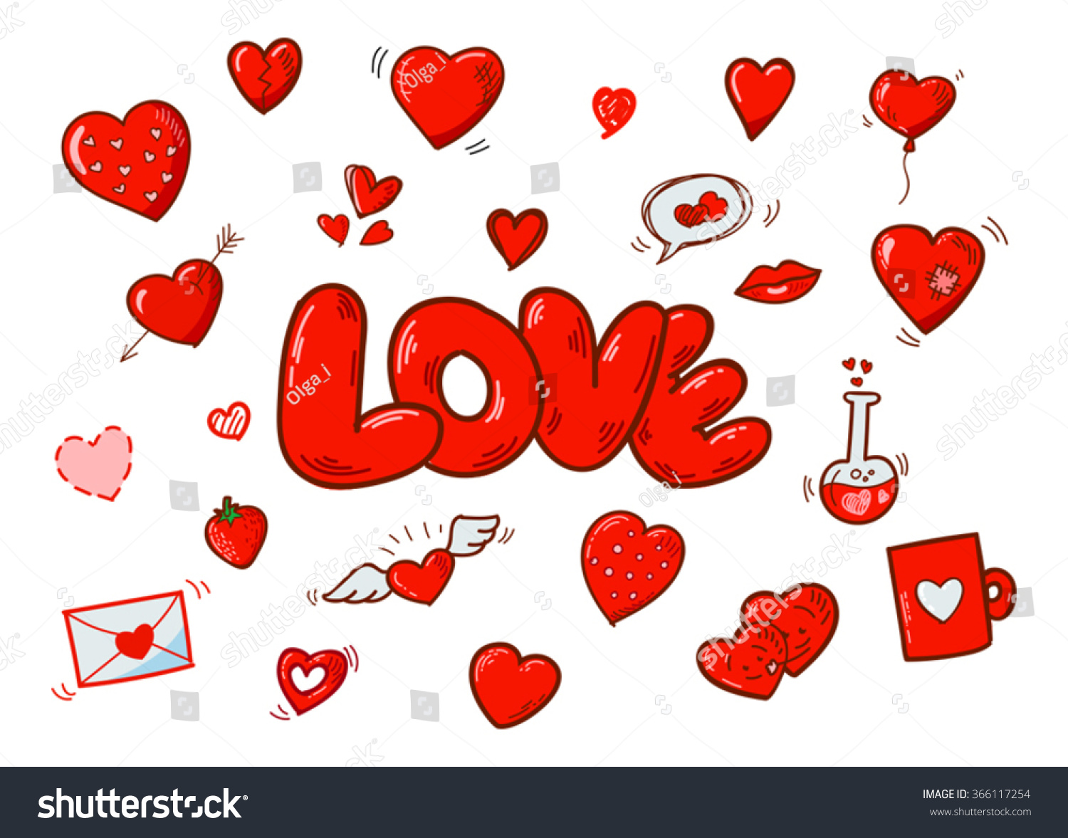 Red Vector Cartoon Hearts: vector de stock (libre de regalías ...