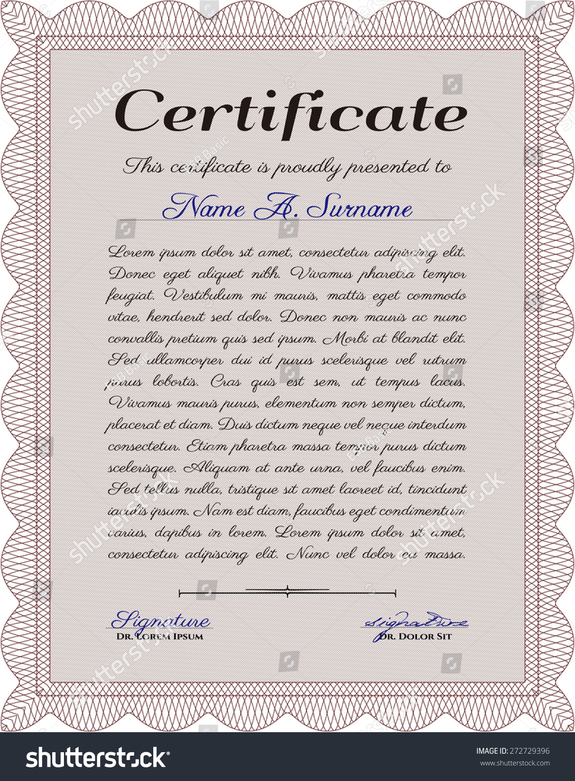 Red Vertical Certificate Diploma Template Complex Stock Vector (Royalty ...