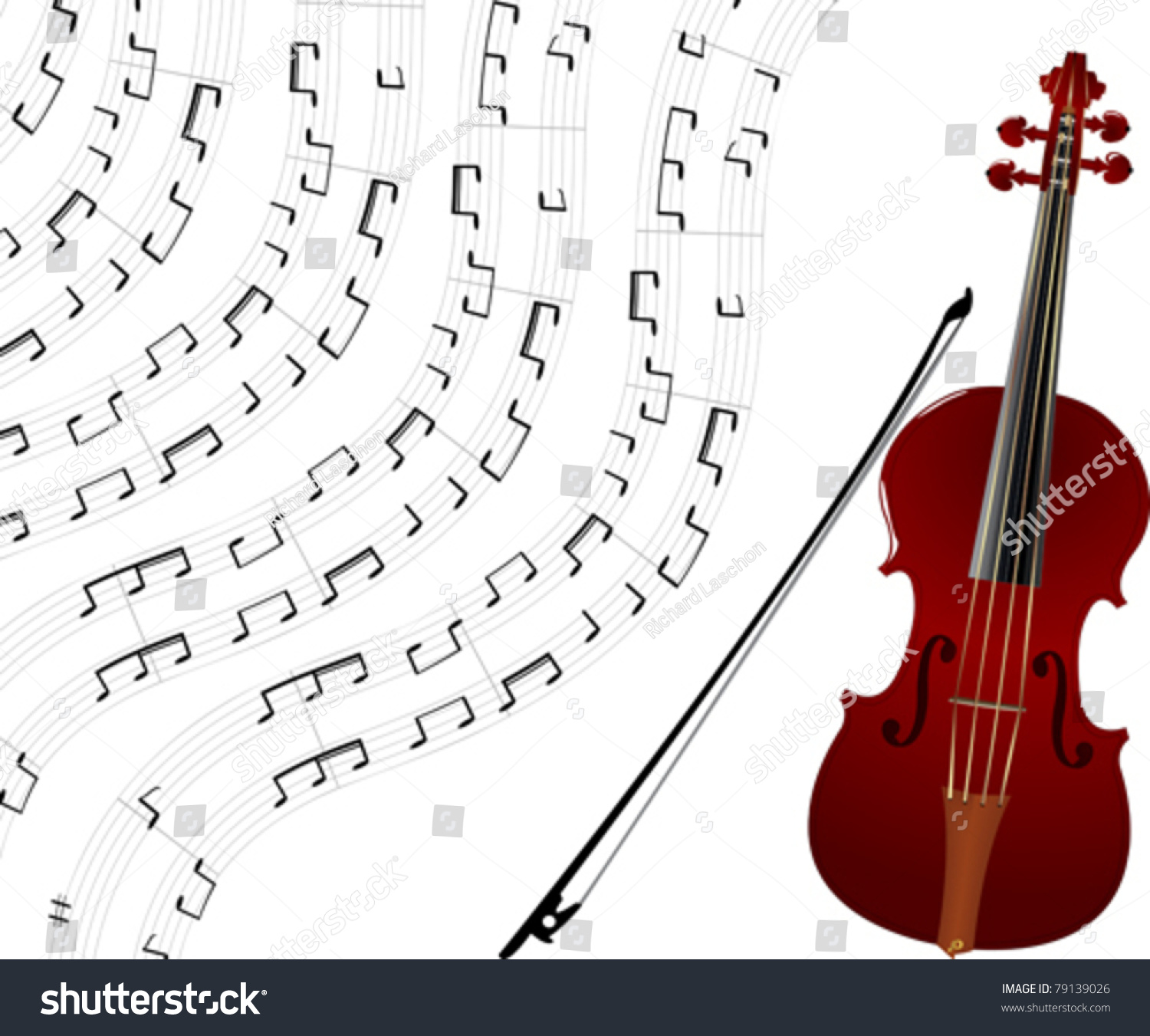 Red Violin Musical Notes Background Stock Vector (Royalty Free) 79139026