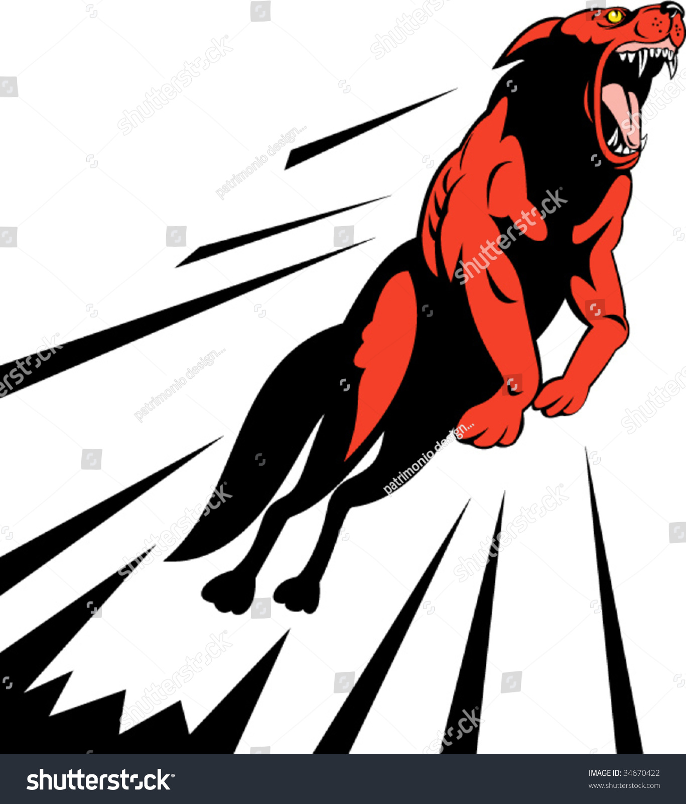 Red Wolf Jumping Viewed Low Angle Stock Vector (Royalty Free) 34670422