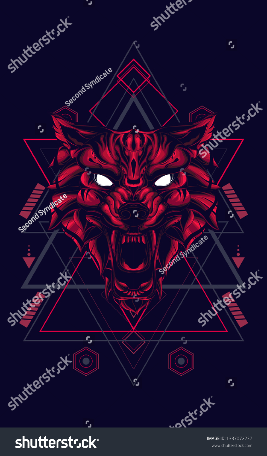 Red Wolf Sacred Geometry Stock Vector (Royalty Free) 1337072237 ...