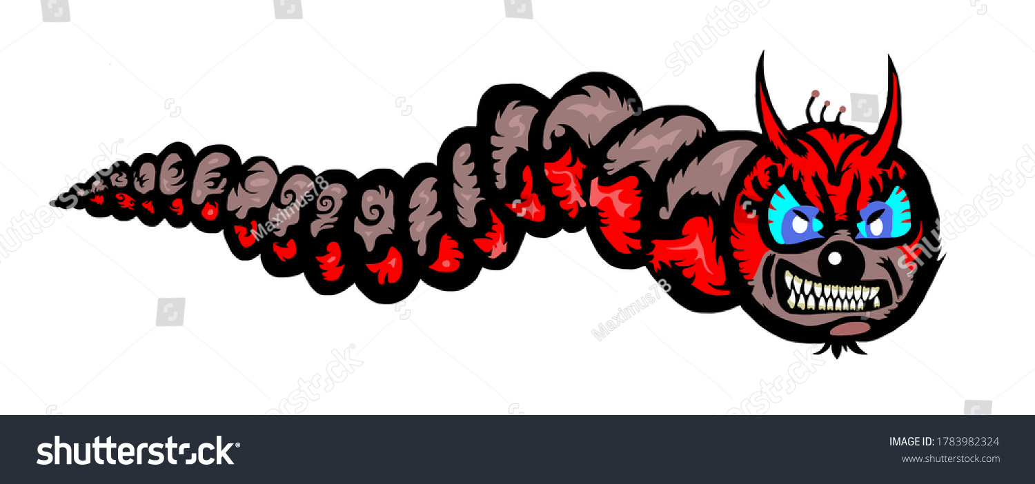 Red Worm Who Angry Sharp Teeth Stock Vector (Royalty Free) 1783982324
