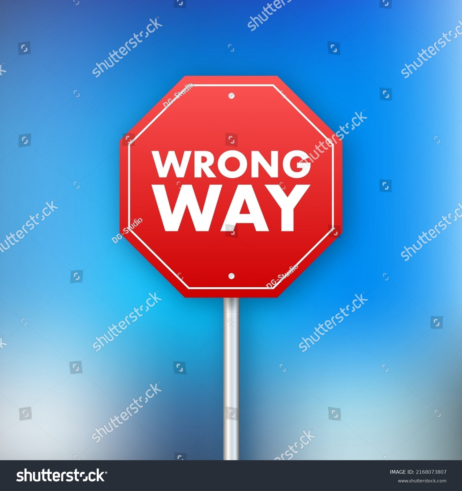 Red Wrong Way Cartoon Flat Vector Stock Vector (Royalty Free ...