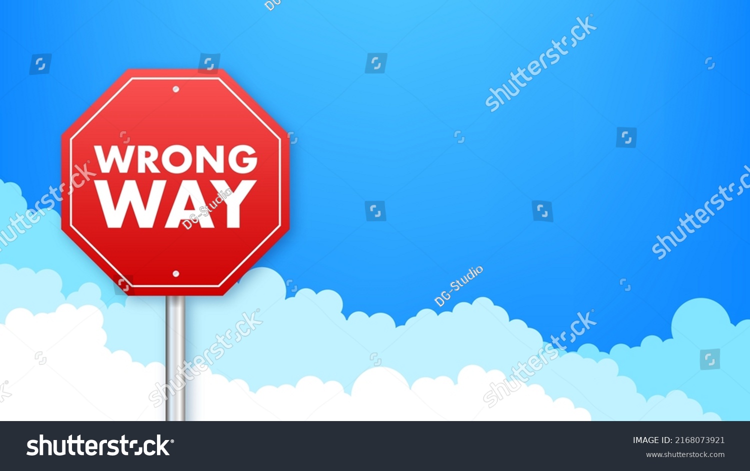 Red Wrong Way Cartoon Flat Vector Stock Vector (Royalty Free ...