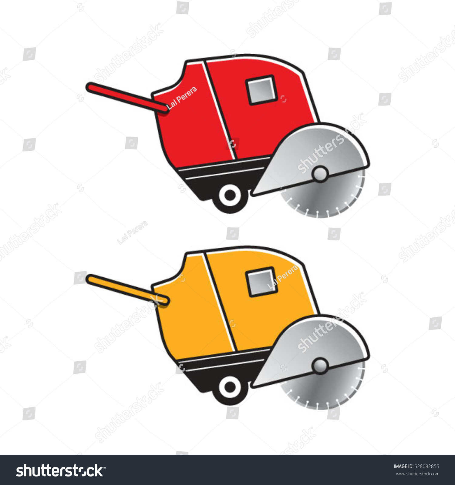 Red Yellow Concrete Cutting Machinevector Drawing Stock Vector (Royalty ...