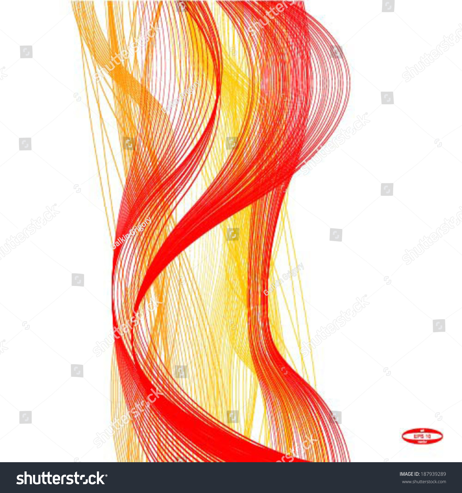 Red Yellow Line Wave On White Stock Vector (Royalty Free) 187939289