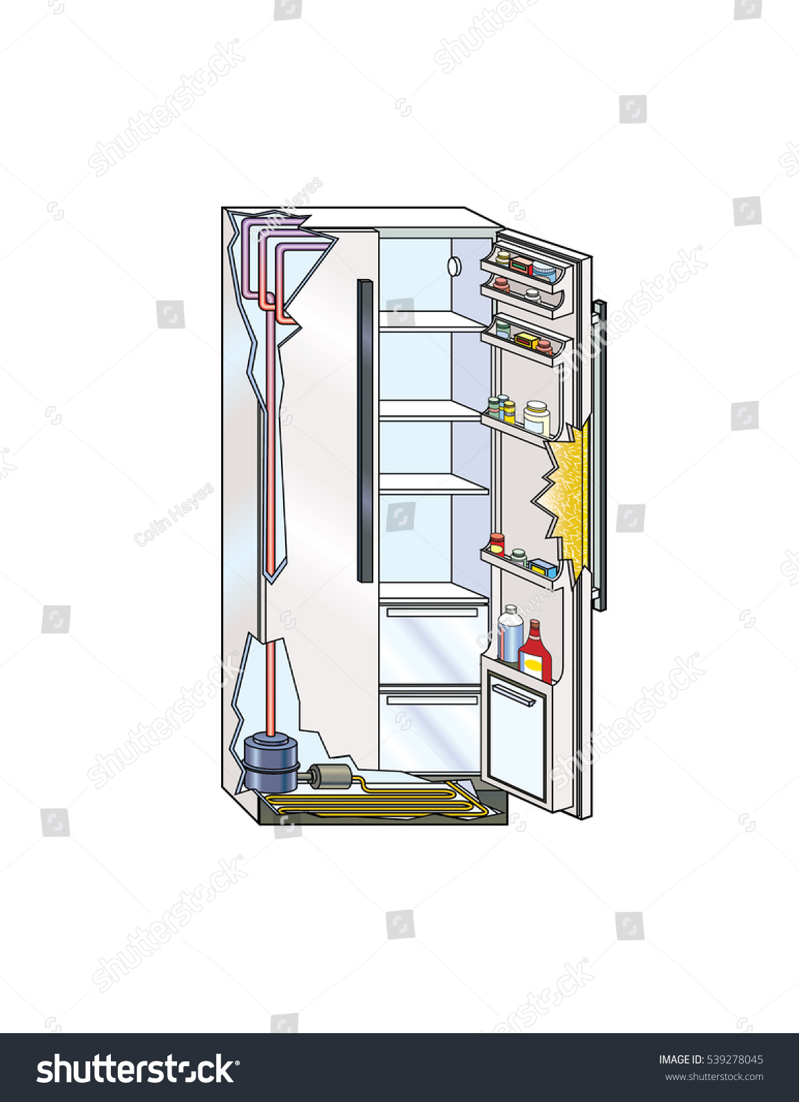 Refrigerator Cutaway Stock Vector (Royalty Free) 539278045 | Shutterstock