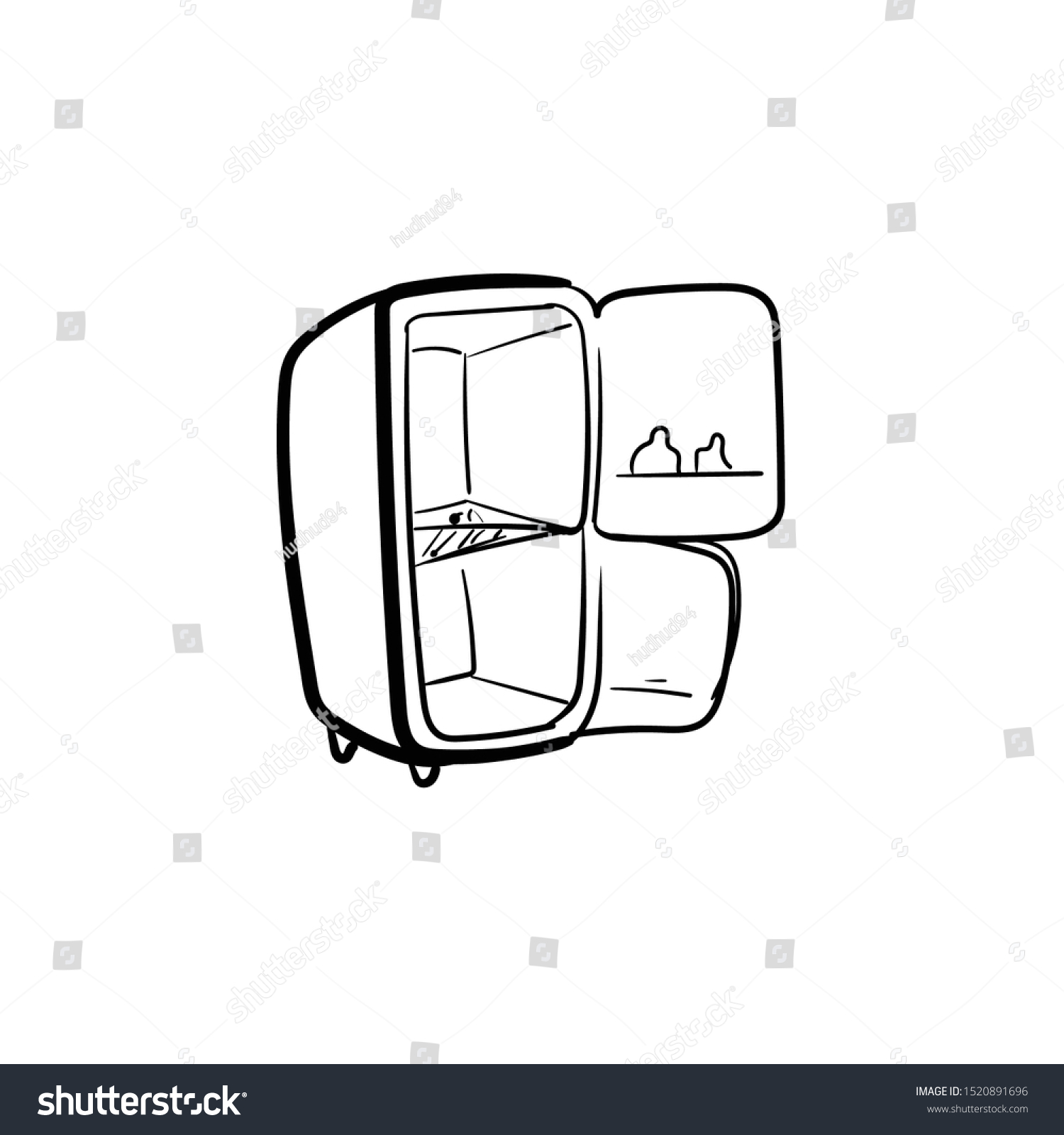 Refrigerator Doodle Icon Vector Hand Drawing Stock Vector (Royalty Free ...