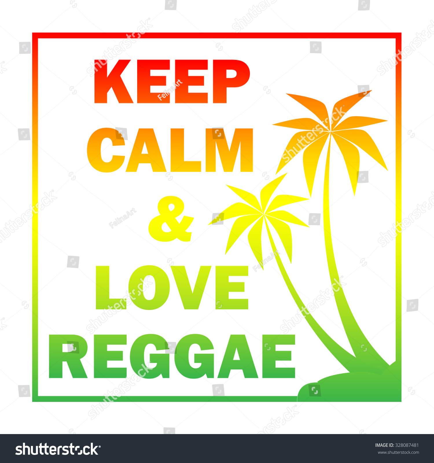 Reggae Background Gradient Pulms Silhouette Quote Stock Vector (Royalty ...
